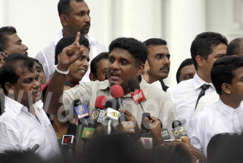 VIDEO: Sajith addresses gathering at UNP Reformist Sathyagraha...