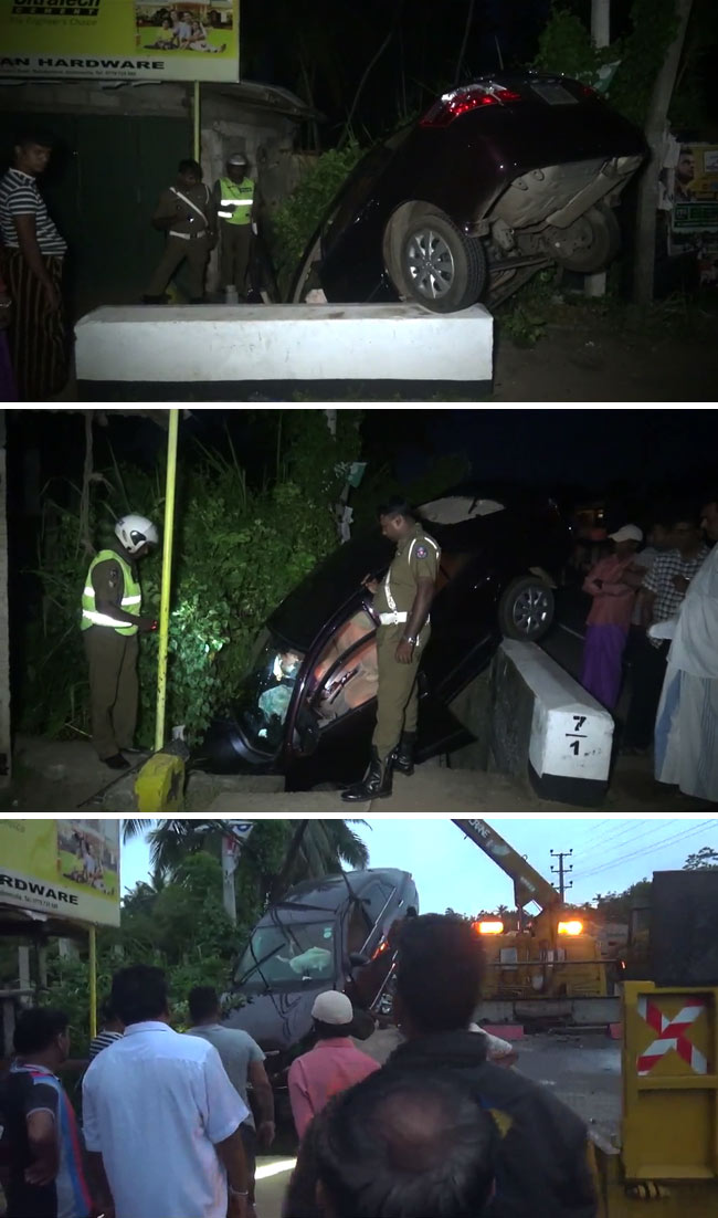 Speeding car falls into six-foot culvert