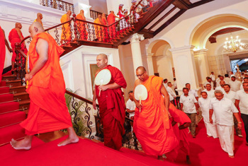 Pirith chanting and almsgiving to bless the country…