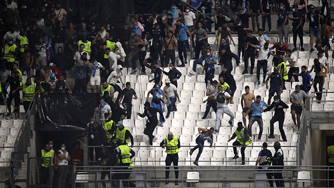 Europa League tie halted as fan violence flares up again in elite football
